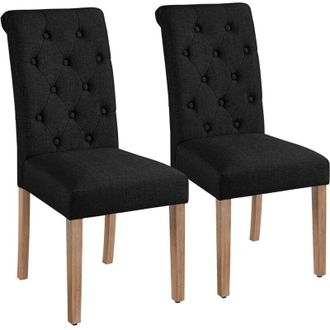 Yaheetech Chaise Lot 2 Chaises de Salle &agrave; Manger avec Ch&ecirc;ne Tissu Chaise de Salon Mobilier pour Maison Bureau Cuisine Bar R&eacute;union H&ocirc;tel 45,5 x 62 x 98,5cm Bleu
