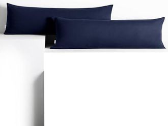 Decoking 2 Kissenbezüge 40x145 cm Jersey 100% gekämmte Baumwolle Reißverschluss dunkelblau Amber