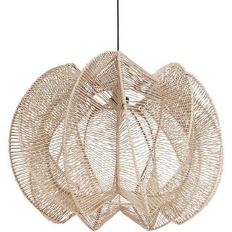 Beliani H&auml;ngelampe Naturfarben aus Papierseil Boho Stil Modern H&auml;ngeleuchte f&uuml;r Esstisch Esszimmer Wohnzimmer Schlafzimmer