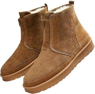 Generic NYSBH Chaussures dhiver chaudes en fourrure pour homme - Imperm&eacute;ables - En daim - Chelsea - En peluche moelleuse - Pour lext&eacute;rieur, marron, 39.5 EU