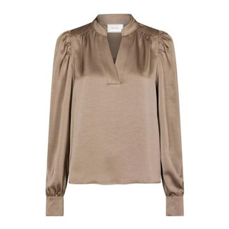 Neo Noir Roella Heavy Sateen Blouse - - Blouses & Shirts - Damen - Braun - 2XL