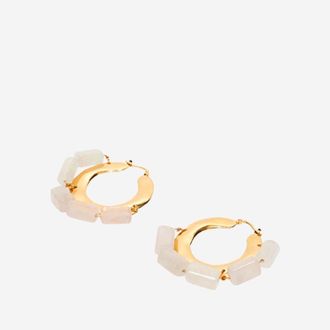 Jil Sander Womens Brass Earrings With Natural Stones Pink