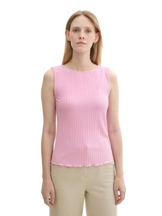 Tom Tailor Damen 1043112 T-Shirt Top mit Rippstruktur, 22578-Lavender Rose, L