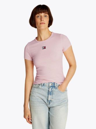 Tommy Jeans Kurzarmshirt TJW SLIM BADGE RIB TEE mit gerippter Struktur