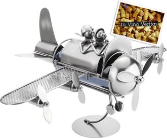 Brubaker Flaschenhalter Paar im Flieger Metall Skulptur Geschenk mit Geschenkkarte