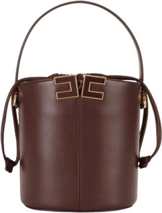 Elisabetta Franchi Femme, Sacs, Brun, Taille: ONE Size Sac Seau avec D&eacute;tail Logo