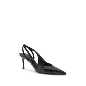 Ferragamo Crocodile-Embossed Leather Pumps - Black