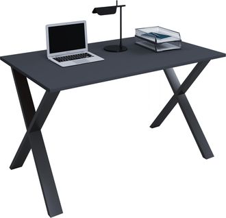 VCM Holz Schreibtisch/H. 76 x B. 140 x T. 50 cm/Computertisch schlicht/F&uuml;&szlig;e aus hochwertigem Metall/Arbeitstisch/B&uuml;rom&ouml;bel - Lona X