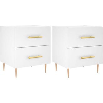 vidaXL Nachttische 2 Stk. Weiß 40x35x47,5 cm Holzwerkstoff Vidaxl