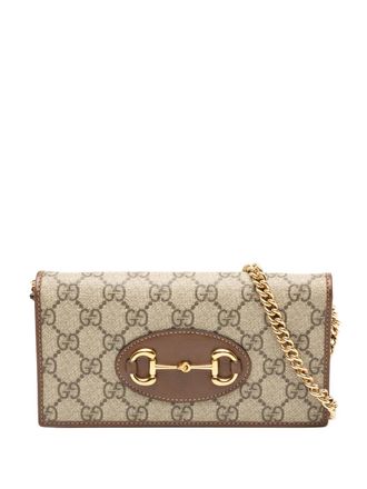 Gucci 2000-2015 GG Supreme Horsebit 1955 Wallet On Chain crossbody bag - Braun