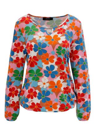 Aniston Langarmshirt mit Cut-out und farbenfrohem Bl&uuml;tendruck