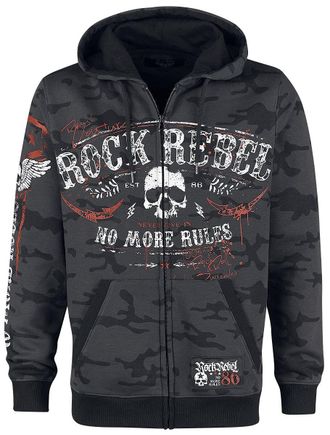 Rock Rebel by EMP Herren dunkelgraue Kapuzenjacke mit Print S