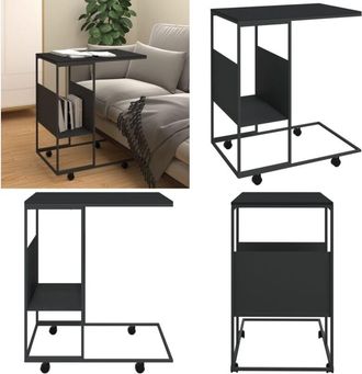 vidaXL Beistelltisch mit Rollen Schwarz 55x36x63,5 cm Holzwerkstoff - Couchtisch - Beistelltisch - Nachttisch - Dekotisch - Holztisch - Home & Living