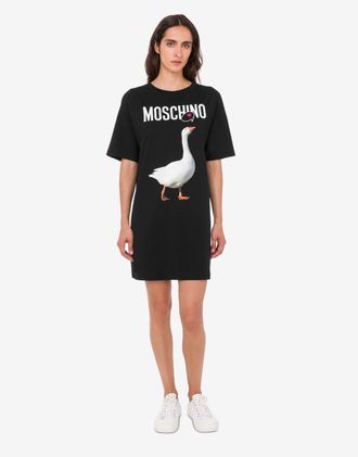 Moschino Robe en jersey de coton biologique Goose - Noir