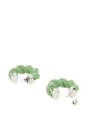 Bottega Veneta Leather Hoop Earrings - Green