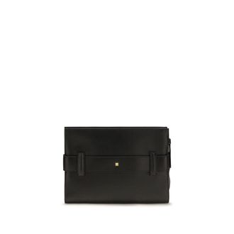 Balmain Womens Anthem Clutch Black Lamb Leather