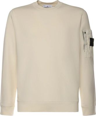 Stone Island Homme, Sweatshirts et sweats &agrave; capuche, Blanc, Taille: 2XL SweaT-shirt ras du cou avec poche &agrave; soufflet en ripstop sur la manche