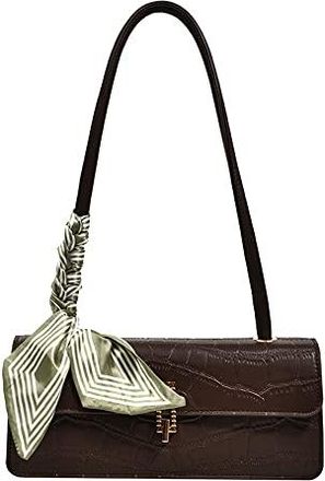 Generic Sac &agrave; bandouli&egrave;re en cuir &agrave; motif crocodile pour femme, sac &agrave; main &agrave; rabat tendance et sac &agrave; main classique, caf&eacute;, Small