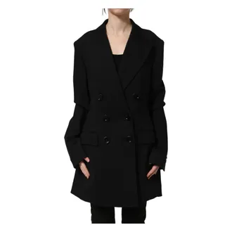 Dolce & Gabbana Dolce & Gabbana Schwarzer Double-Breasted Crepe Blazer Jacke - - Coats - Damen - Schwarzk - L