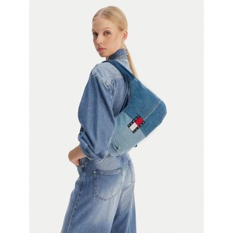 Tommy Jeans Handtasche Tommy Jeans Tjw Denim Patchwork Shoulder Bag AW0AW18471 Blau
