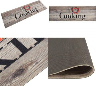 vidaXL Tapis de cuisine lavable impression cuisine gris 60x180 cm - Tapis De Cuisine - Tapis Absorbant - Tapis Décoratif - Tapis Multicolores - Tapis Salle