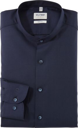 Olymp Herren Oberhemd Langarm Level.Five.Body.fit,Twill,Body fit,Stehkragen,Nachtblau 14,46