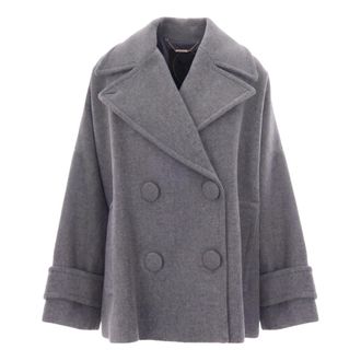 Liu Jo Kurzer Wollmantel mit doppelreihiger Knopfleiste - - Coats - Damen - Grau - M