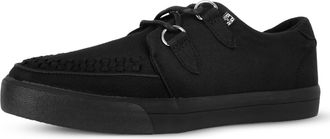 T.U.K. Vegan Creeper Sneaker - Herren & Damen Schuhe - Farbe Black Canvas Eyelet - Puck, Goth und Rocker Style Leder und Wildleder Schnürschuhe - Größe 42