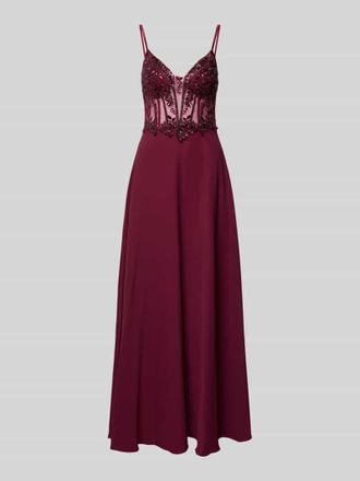 Laona Abendkleid mit floralem Ziersteinbesatz