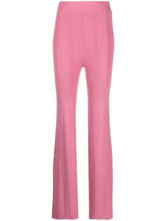Remain pantalon en maille nervur&eacute;e &agrave; coupe &eacute;vas&eacute;e - Rose