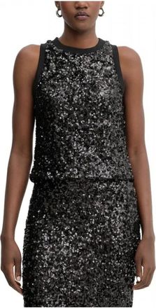 Marella Femme, Tops, Noir, Taille: 38 FR Filly Sequin Sleeveless Top