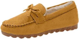 Generic Chaussures bébé personnalisées avec noeud, semelle douce, talon plat et chaud polaire pantalon en cuir, orange., 40 EU