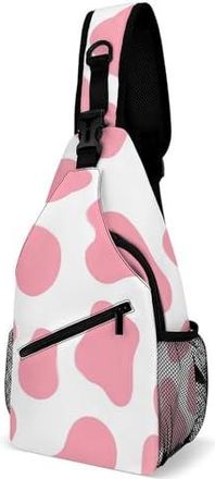 Generic Sacoche Tactique Joli imprim&eacute; vache Roses Antivol Sling Bag Mode Sling Sac &agrave; Dos pour &eacute;cole Homme Femme