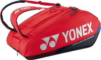Yonex Yonex Pro Schl&auml;gertasche, 9 St&uuml;ck, Multi-F&auml;cher, 9 Schl&auml;ger-Tennisausr&uuml;stung, Rucksack-Trageriemen/Haltegriff, Scharlachrot