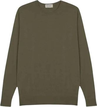 John Smedley Homme, Pulls, Vert, Taille: XL Pull en Tricot Fin &agrave; Col Rond