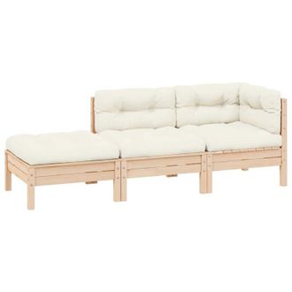 vidaXL Vidaxl - Salon de jardin 3 pcs avec coussins cr&egrave;me Bois de pin massif