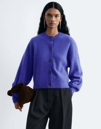 & Other Stories Cardigan aus Walkwolle in Lila