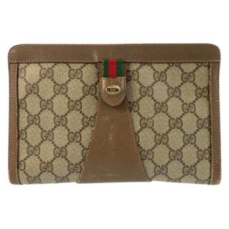 Gucci Sac pochette en toile GG Supreme Pre-owned - Femme - Pre-owned - Brun - Taille: ONE Size