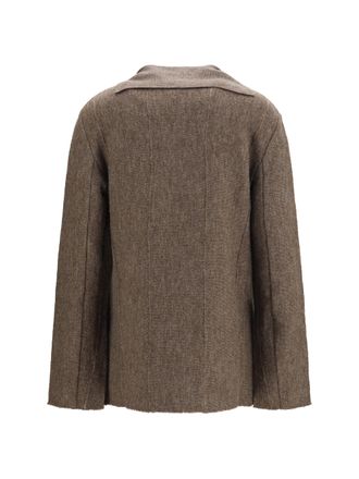 Giorgio Armani Wool Jersey with Leather Tassels Jacket - Camel
