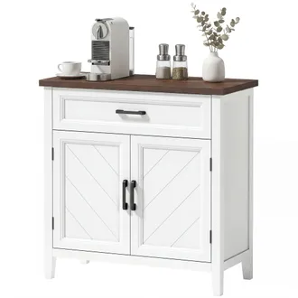 HOMCOM Homcom Credenza Cucina Con Cassetto E Ripiani Regolabili 76x35x80 Cm Bianca