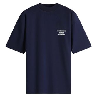 Dr&ocirc;le de Monsieur Homme, Tops, Bleu, Taille: S T-shirt Marine &agrave; Slogan en Coton Interlock