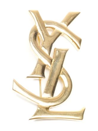 Saint Laurent broche &agrave; logo (ann&eacute;es 1990) - Or