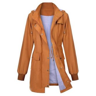 Generic Veste Femme Chic Et Elegant Manteau imperm&eacute;able femme avec capuche et manches longues pour toutes et activit&eacute;s ext&eacute;rieures (Gold, S)