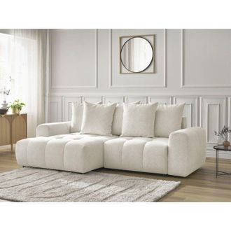 BOBOCHIC Canapé dangle convertible coffre ROXELANE tissu chiné Angle gauche Blanc