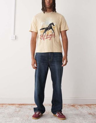 Weekday Galaxy - Jean baggy ample - Bleu fonc&eacute; d&eacute;lav&eacute;