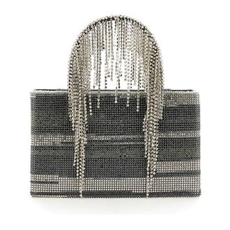 Kara Crystal Mesh Midi Fransen-Tote - - Bags - Damen - Grau - ONE SIZE