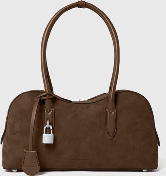 Stella McCartney Ryder Suede Shoulder Bag, Woman, Moka