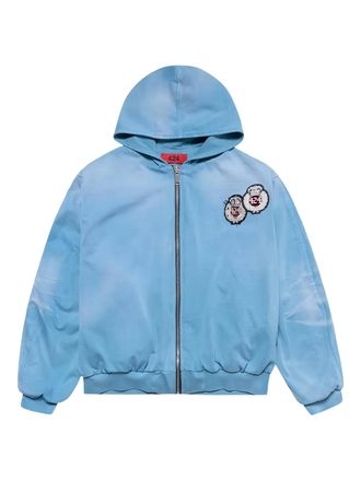 424 hoodie zipp&eacute; &agrave; patch logo - Bleu