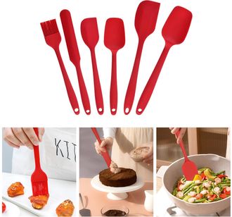 Generic 6-teiliges Silikon-Spatel-Set, lebensmittelechter Gummi-Spatel, verbesserter starker Griff mit ergonomischem Griff, hitzebest&auml;ndig, sp&uuml;lmaschinenfest,
