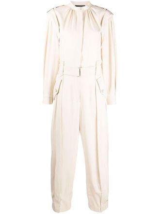 Alberta Ferretti combinaison &agrave; taille ceintur&eacute;e - Blanc
